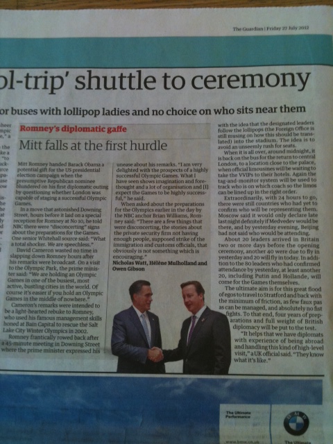 British Newspapers Field Day with Romney’s Gaffes | The Sun: “Mitt the ...